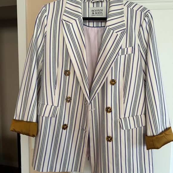 Scotch & Soda | Jackets & Coats | Scotch Soda White And Blue Blazer ...
